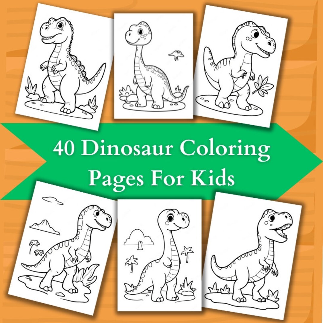 40 Dinasour Coloring Pages for Kids, Children's Homeschool Printable ...