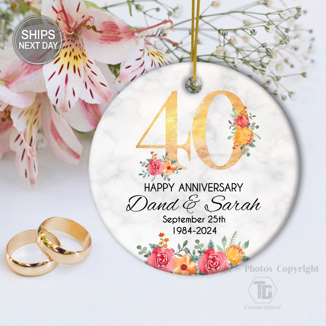 40th Anniversary Ornament, Personalized Wedding Anniversary Ornament ...