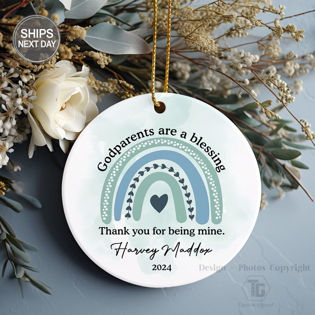 Personalized Godparents Porcelain Ornaments, Custom Baptism Gift to ...