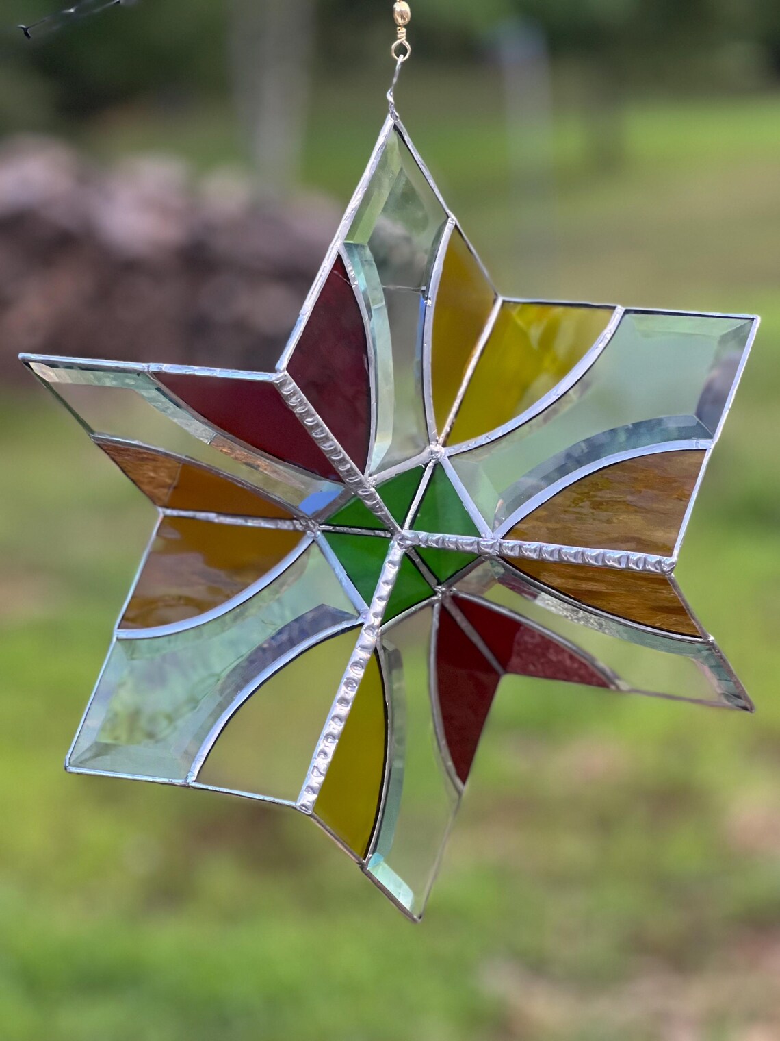Stained Glass 12” Bevel Flower Spinner / Suncatcher - Etsy