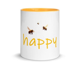 Bee Happy Coffee Cup Bee Lover and Nature Lover Gift Fun Gift Mug ...