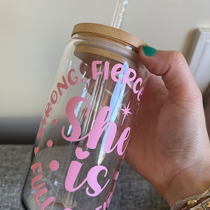 Pink White Glass Cups, Cute Girly Cup, Floral Glass Cup, Cowgirl ...