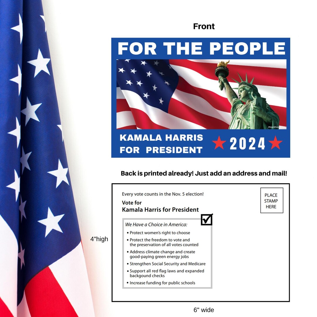 Kamala Harris Tim Walz Postcards to Voters 4 X 6 Printed Full Color ...