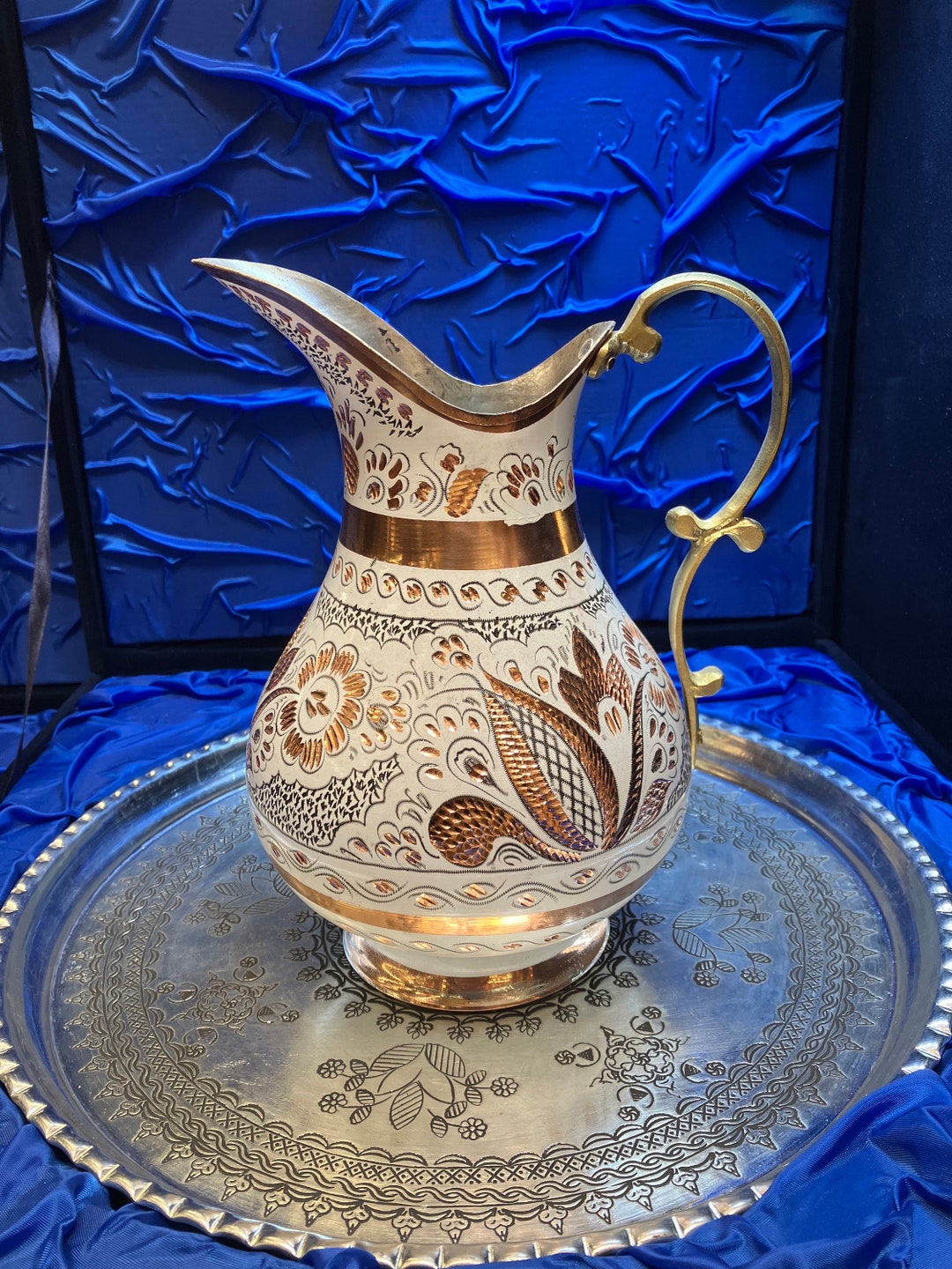 Copper Pitcher, Traditional Turkish Hand Crafted Vintage Carafe ...