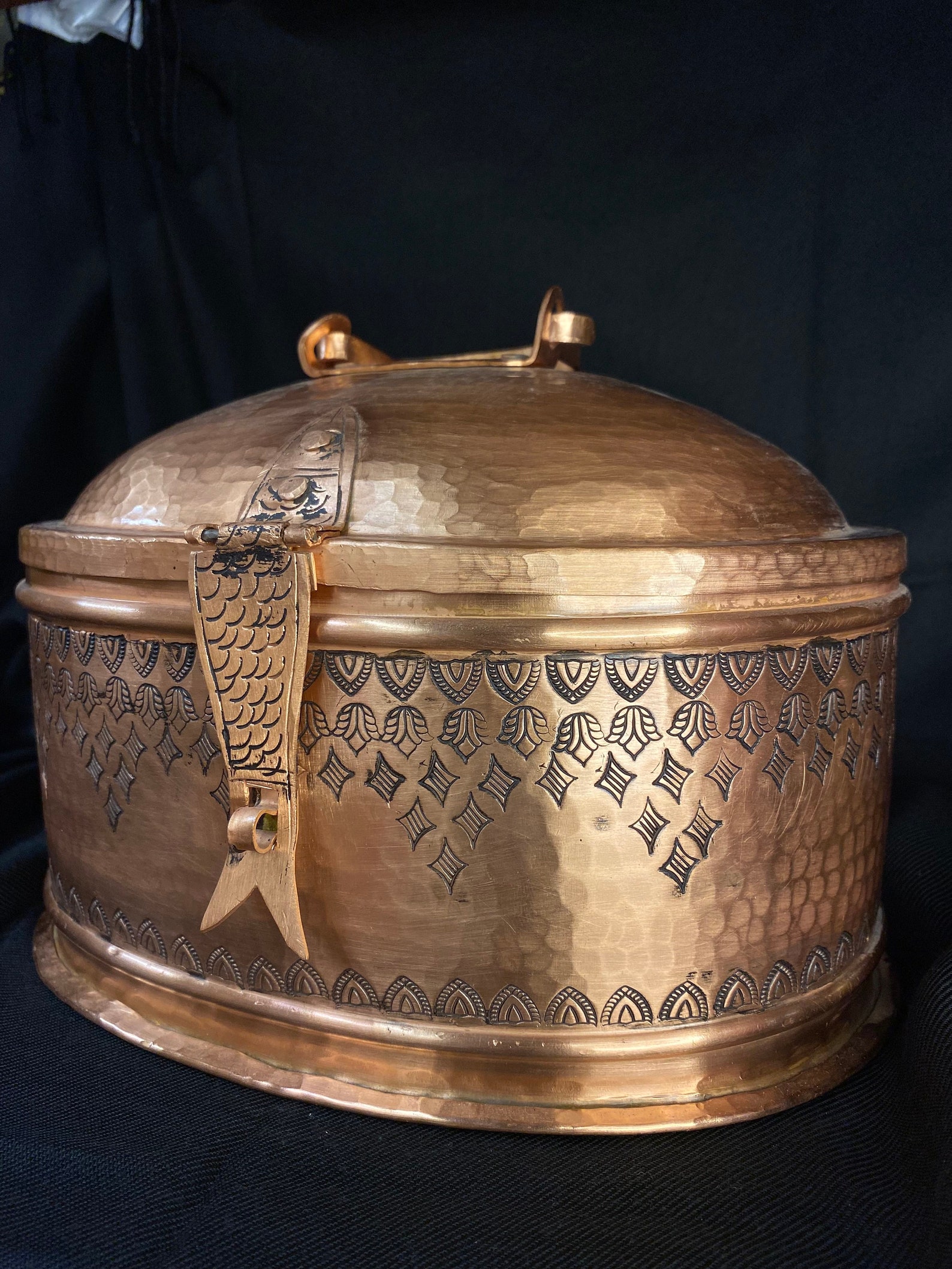 Traditional Turkish Copper Bread Storage Container, Snack Bowl, Hand ...
