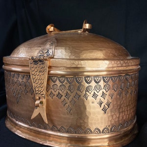 Traditional Turkish Copper Bread Storage Container, Snack Bowl, Hand ...