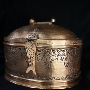 Traditional Turkish Copper Bread Storage Container, Snack Bowl, Hand ...