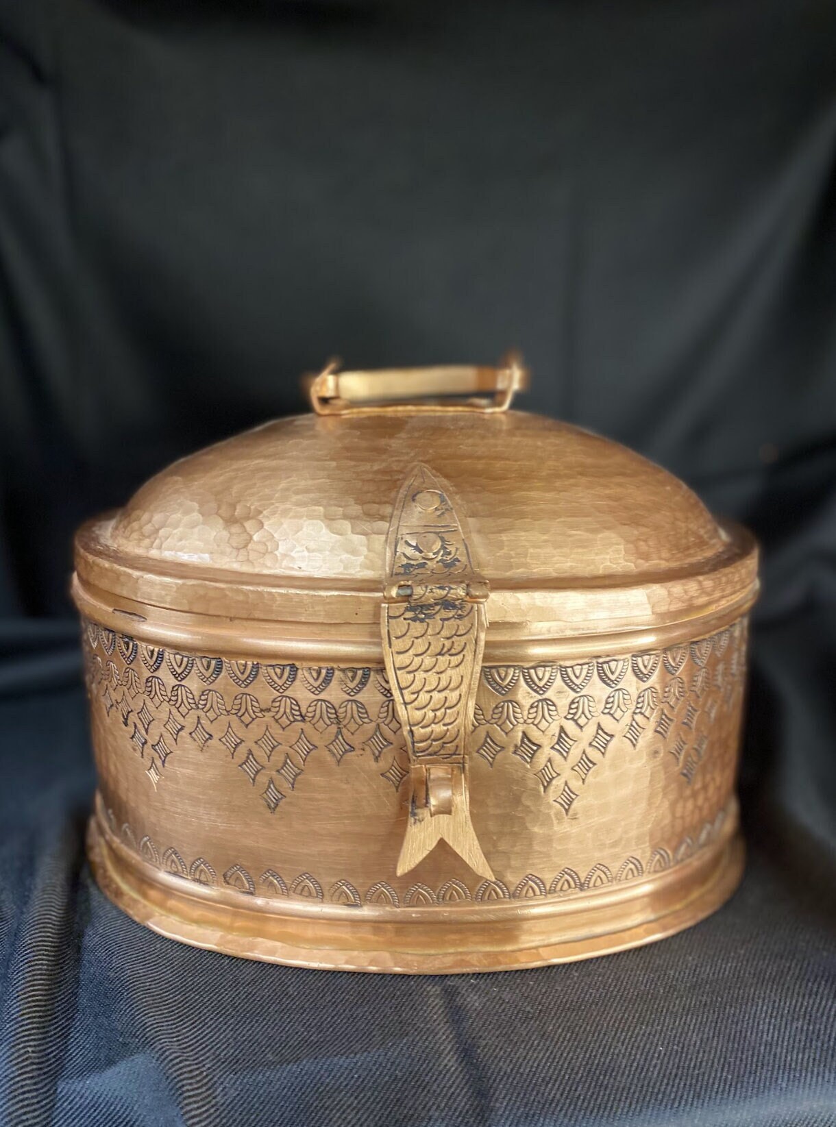 Traditional Turkish Copper Bread Storage Container, Snack Bowl, Hand ...