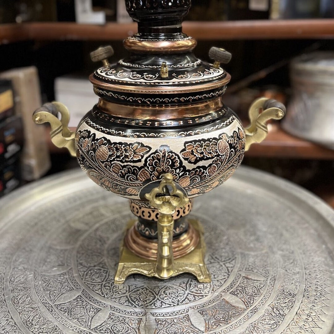 Copper Teamaker Samovar, 4L Electric Copper Samovar, Traditional ...