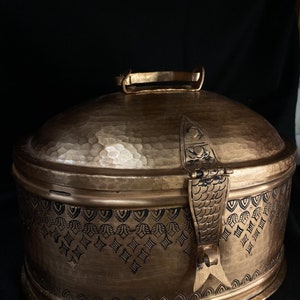 Traditional Turkish Copper Bread Storage Container, Snack Bowl, Hand ...