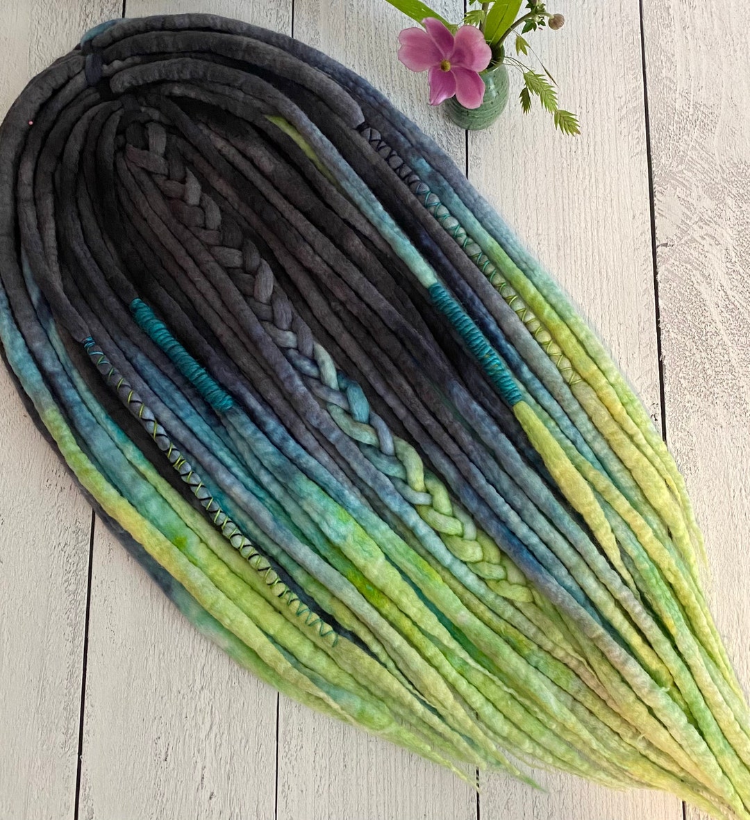 Forest Wool Dreadlocks , Soft Merino And, Set of 10, Lux Dreads, Green ...