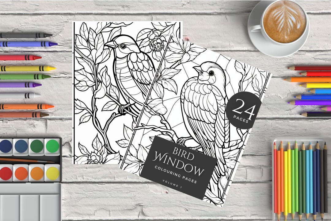Birds - Stained Glass Window Colouring Book - 24 Colouring Pages PDF ...