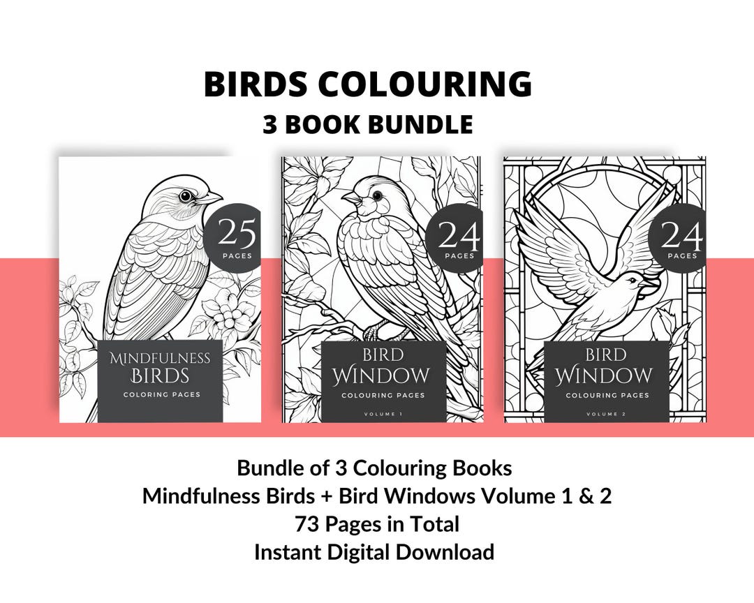 Birds Colouring Book Bundle 73 Colouring Pages PDF digital Download ...