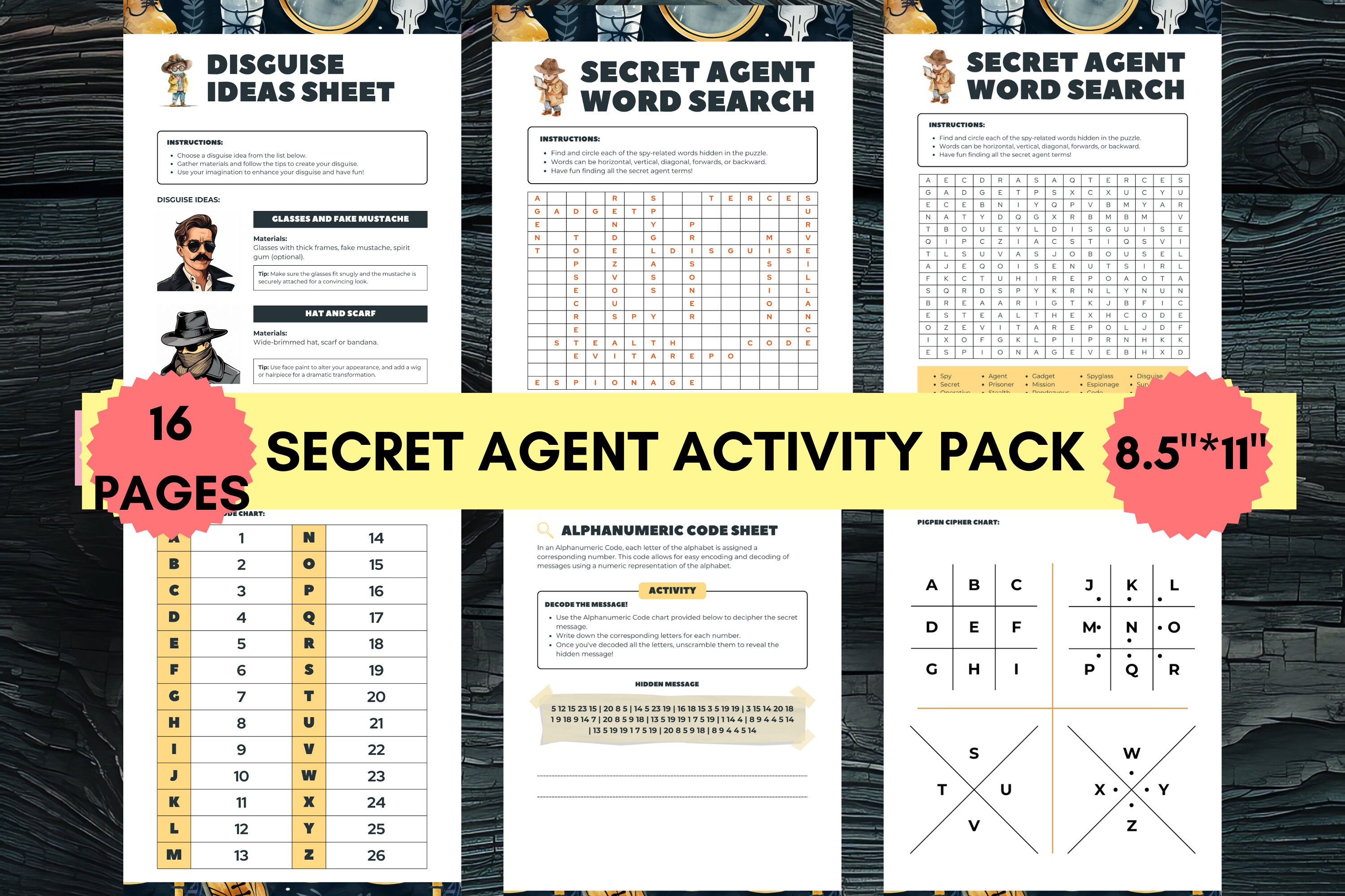 Secret Agent Activity Pack, Spy Bundle, Kids Party Games, Birthday ...
