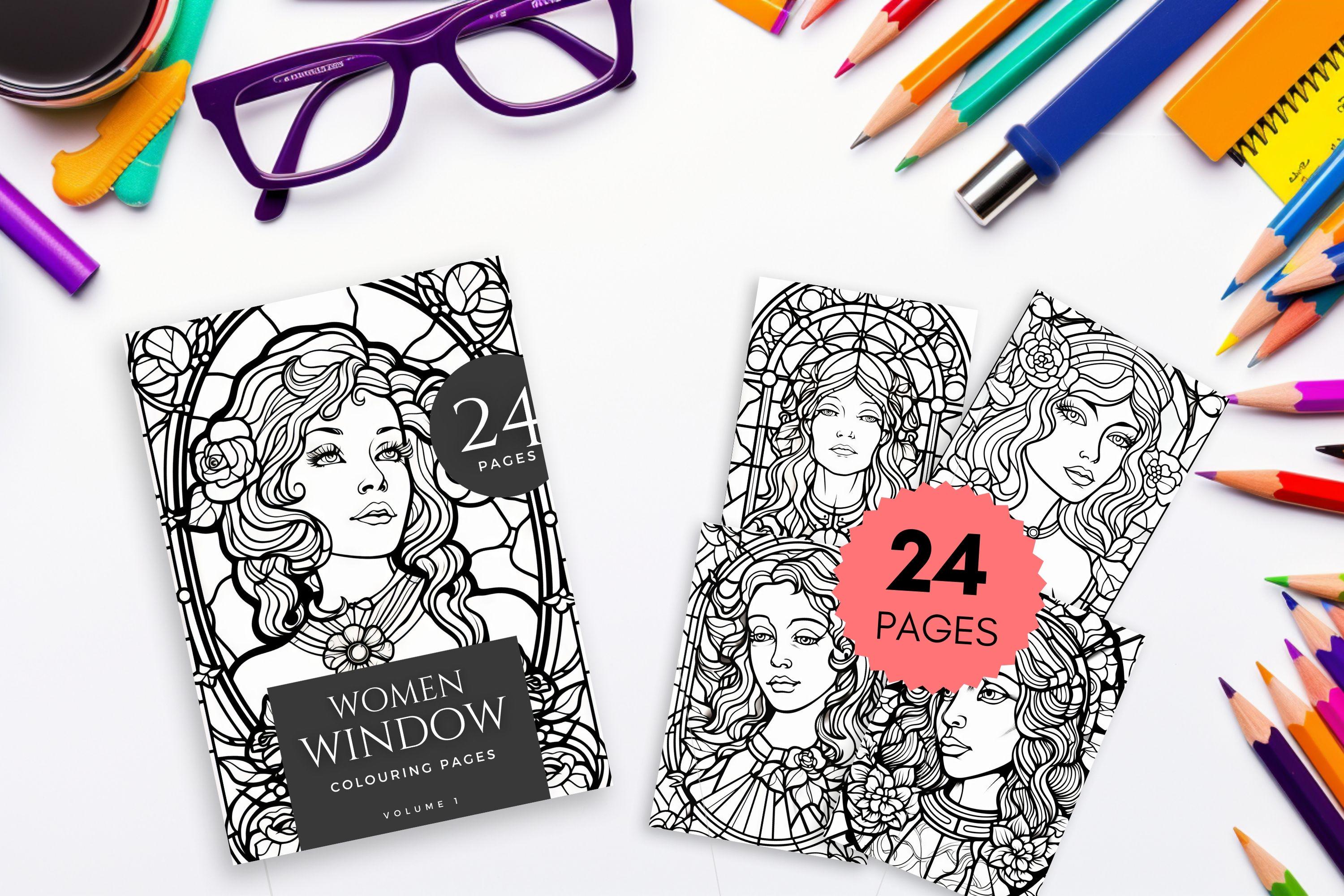 Stained Glass Women Windows Colouring Book Vol 1 -24 Colouring Pages ...
