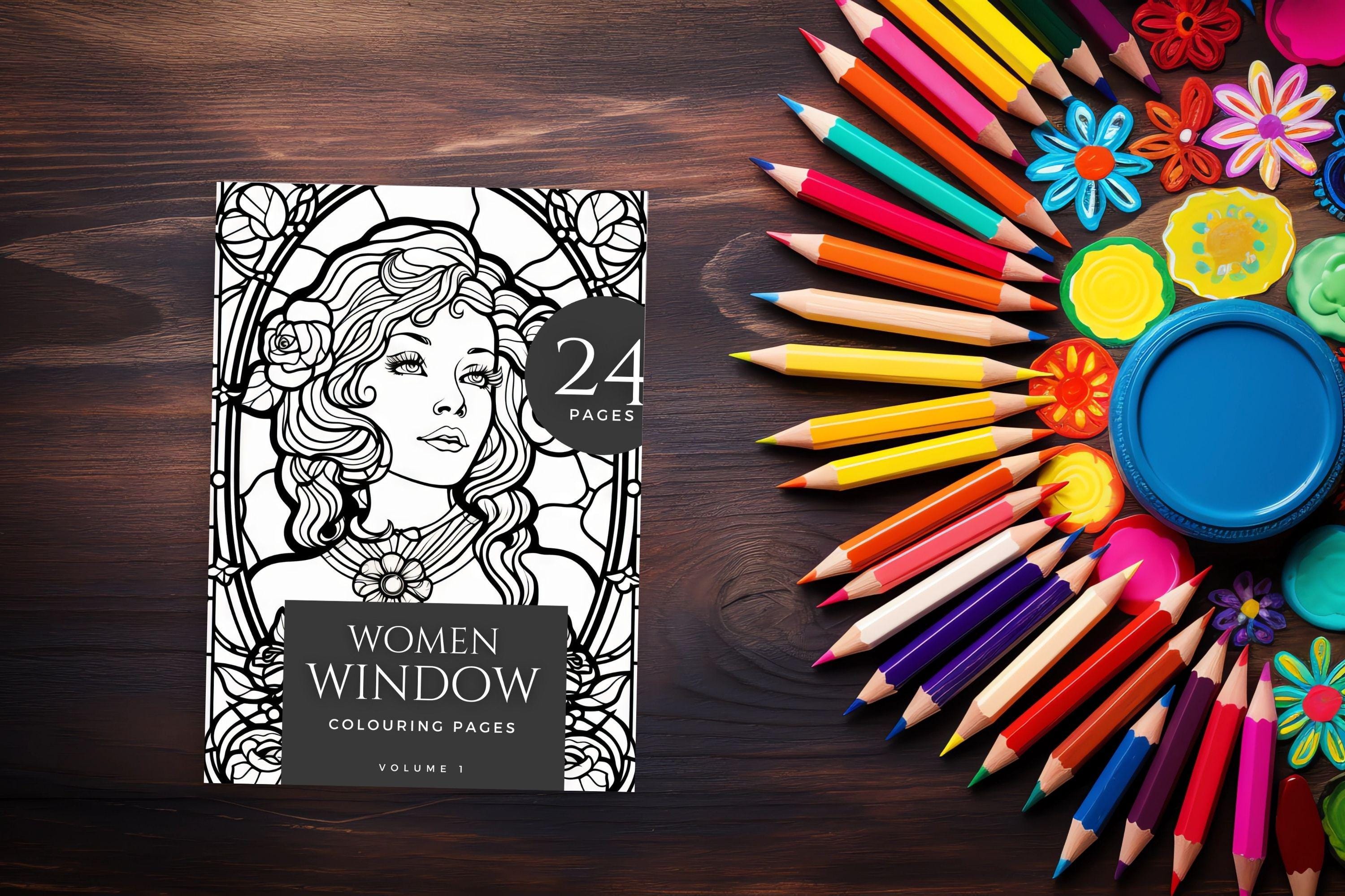 Stained Glass Women Windows Colouring Book Vol 1 -24 Colouring Pages ...