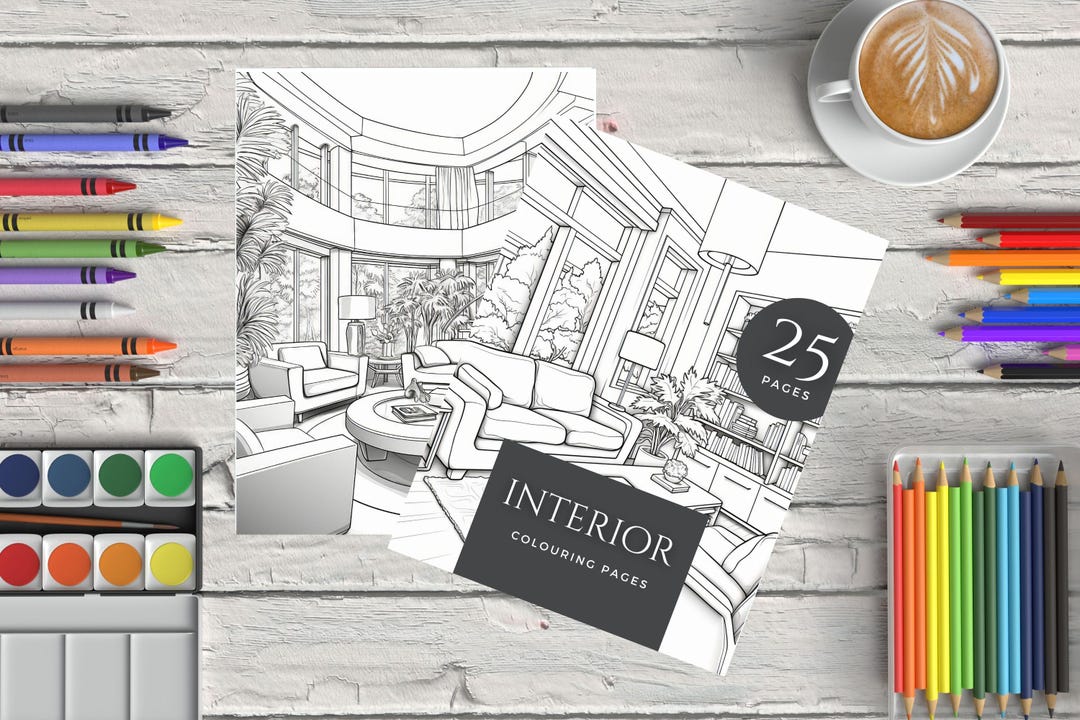 Interior Colouring Book 25 Colouring Pages PDF Digital Download ...