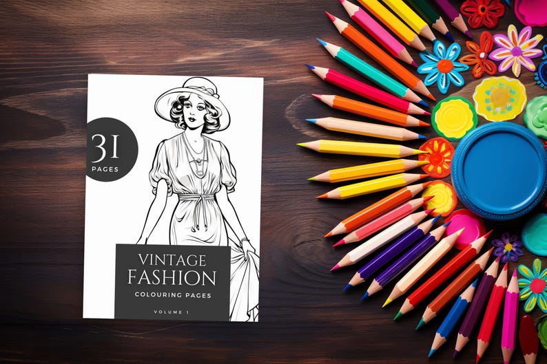 Vintage Fashion Colouring Book Volume 1 31 Colouring Pages PDF Digital ...