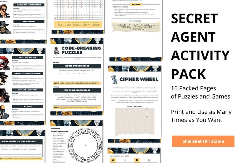 Secret Agent Activity Pack, Spy Bundle, Kids Party Games, Birthday ...