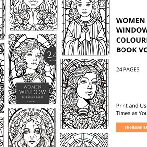 Stained Glass Women Windows Colouring Book Vol 1 -24 Colouring Pages ...
