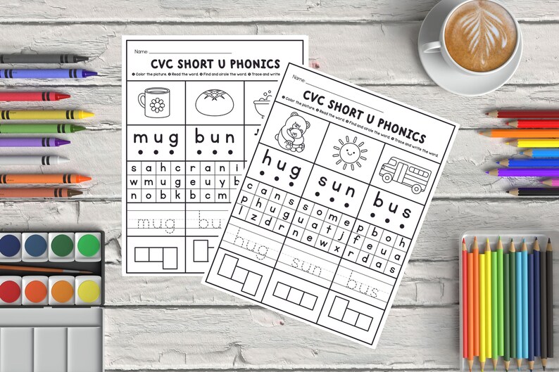 CVC Short Phonics Words Find & Trace Worksheets 15 Pages Reading ...