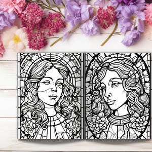 Stained Glass Women Windows Colouring Book Vol 1 -24 Colouring Pages ...