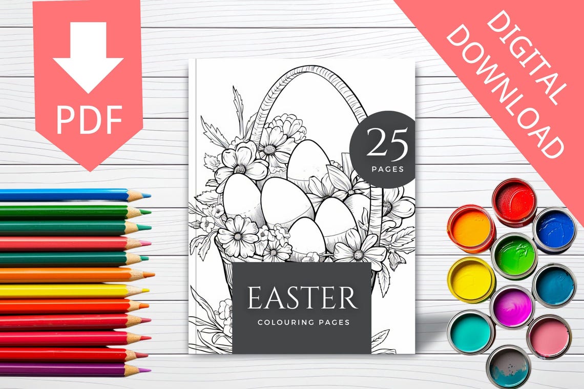 Easter Colouring Book - 25 Colouring Pages PDF - Digital Download ...