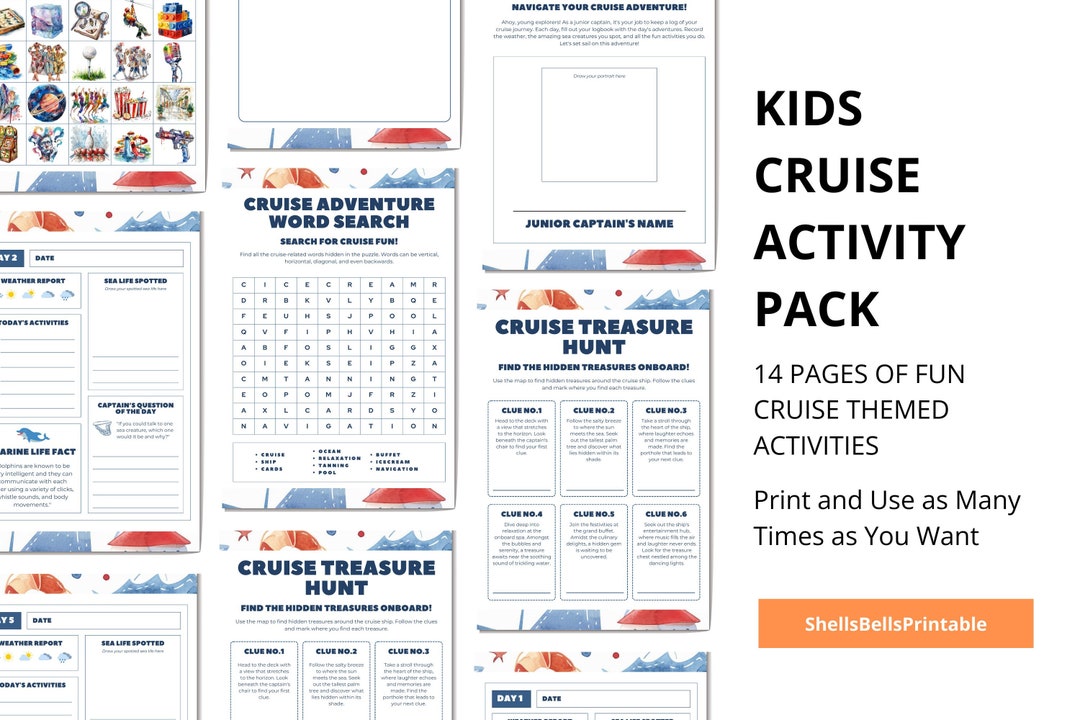 Kids Cruise Activity Pack – Printable Games, Word Search (PDF) - Etsy