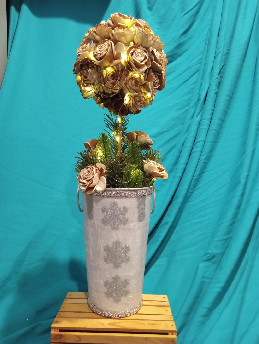 Winter Topiary Tree With Silver Snowflake Planter - Etsy