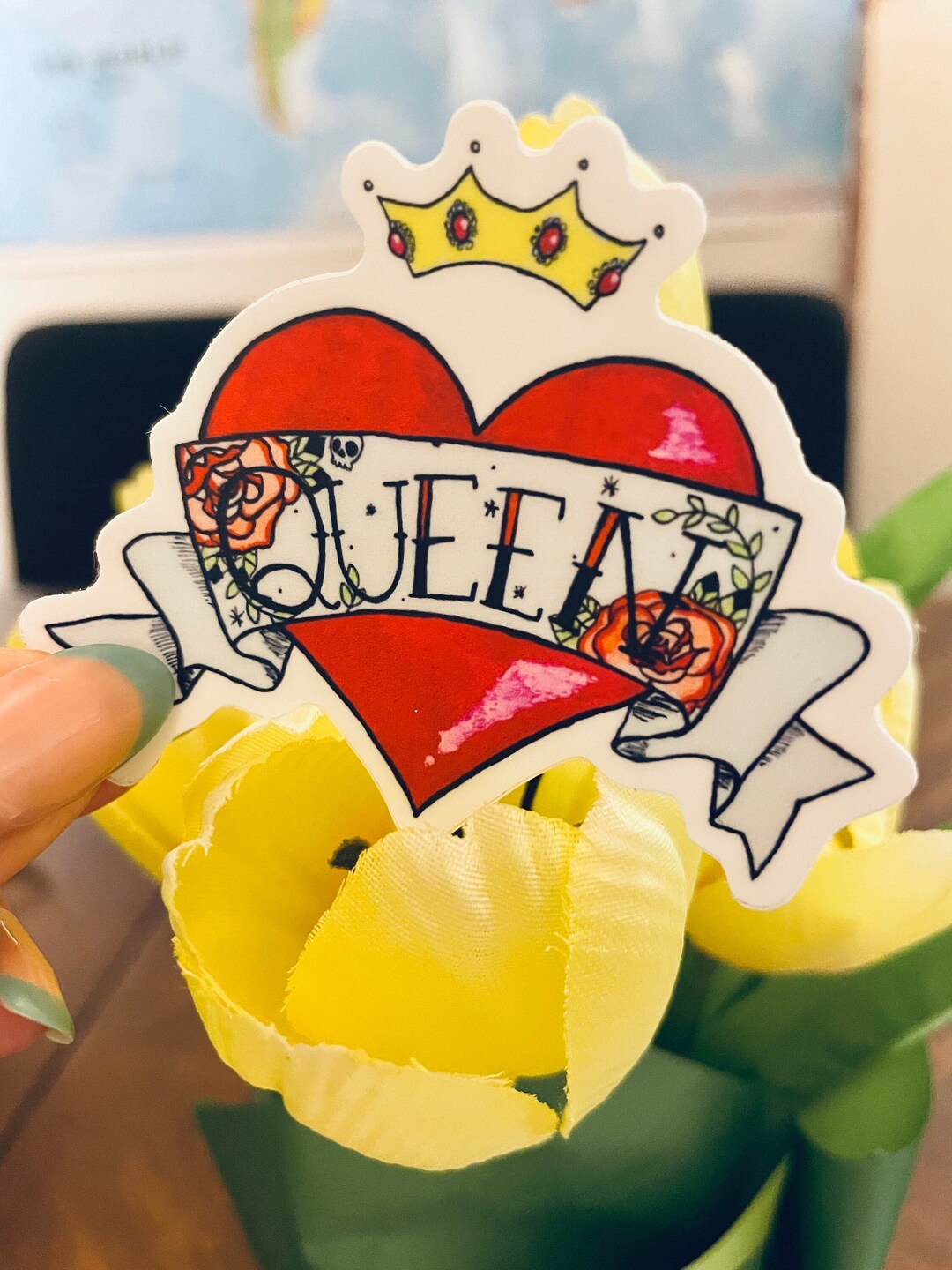 Sticker, Queen Sticker, Cute Sticker, Decal, Floral Sticker, Cute Gift ...
