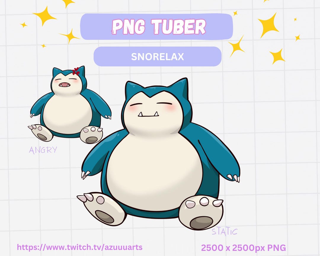 Sleepy Snorlax Inspired Bear Pngtuber | Cute Chubby Blue PNG Avatar for ...