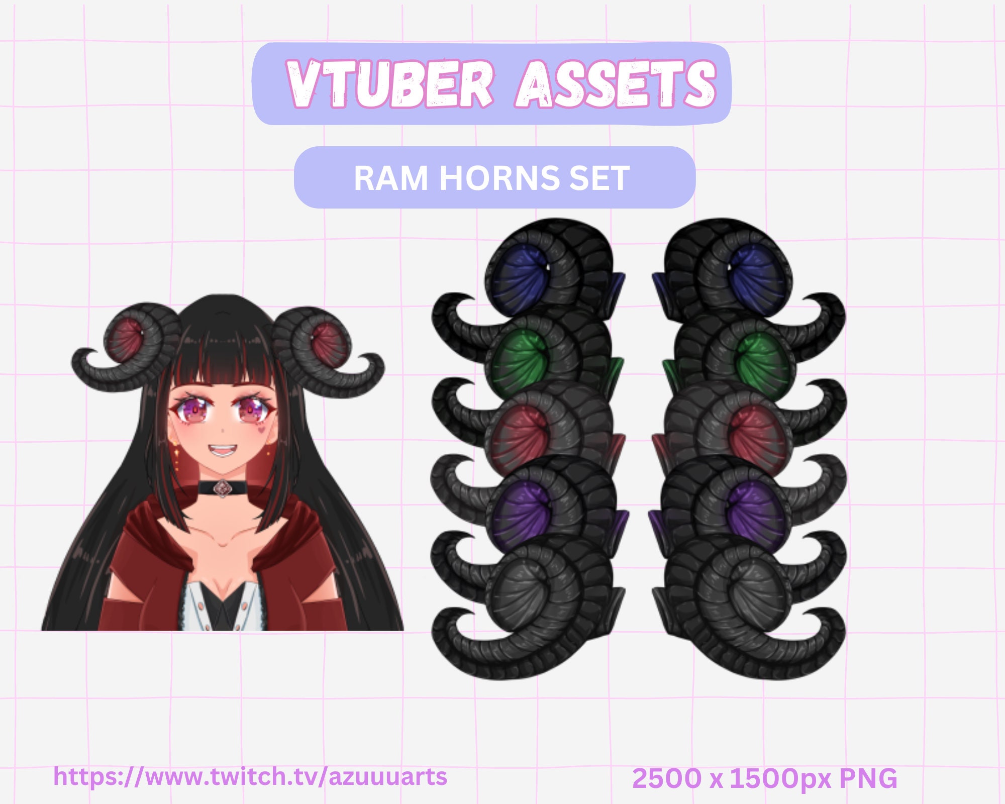 VTUBER Cute Rams Devil Horn, Black Curley Horn, Cozy Goat Horn Set ...