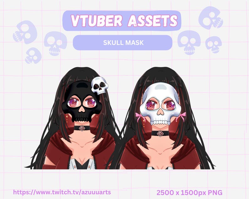 Skull Mask PNG Asset | Vtuber & Pngtuber Accessory | Horror Halloween ...
