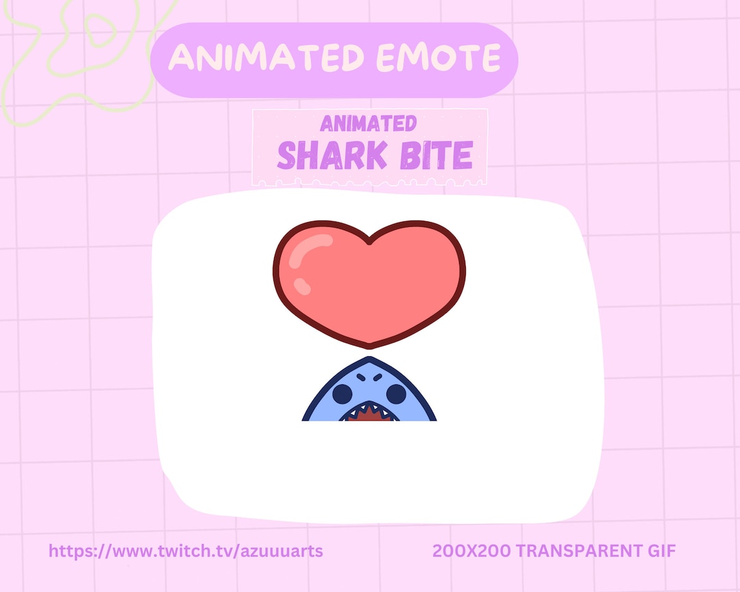 Animated Shark Heart Bite Emote for Twitch or Discord, Cute Shark Bite ...