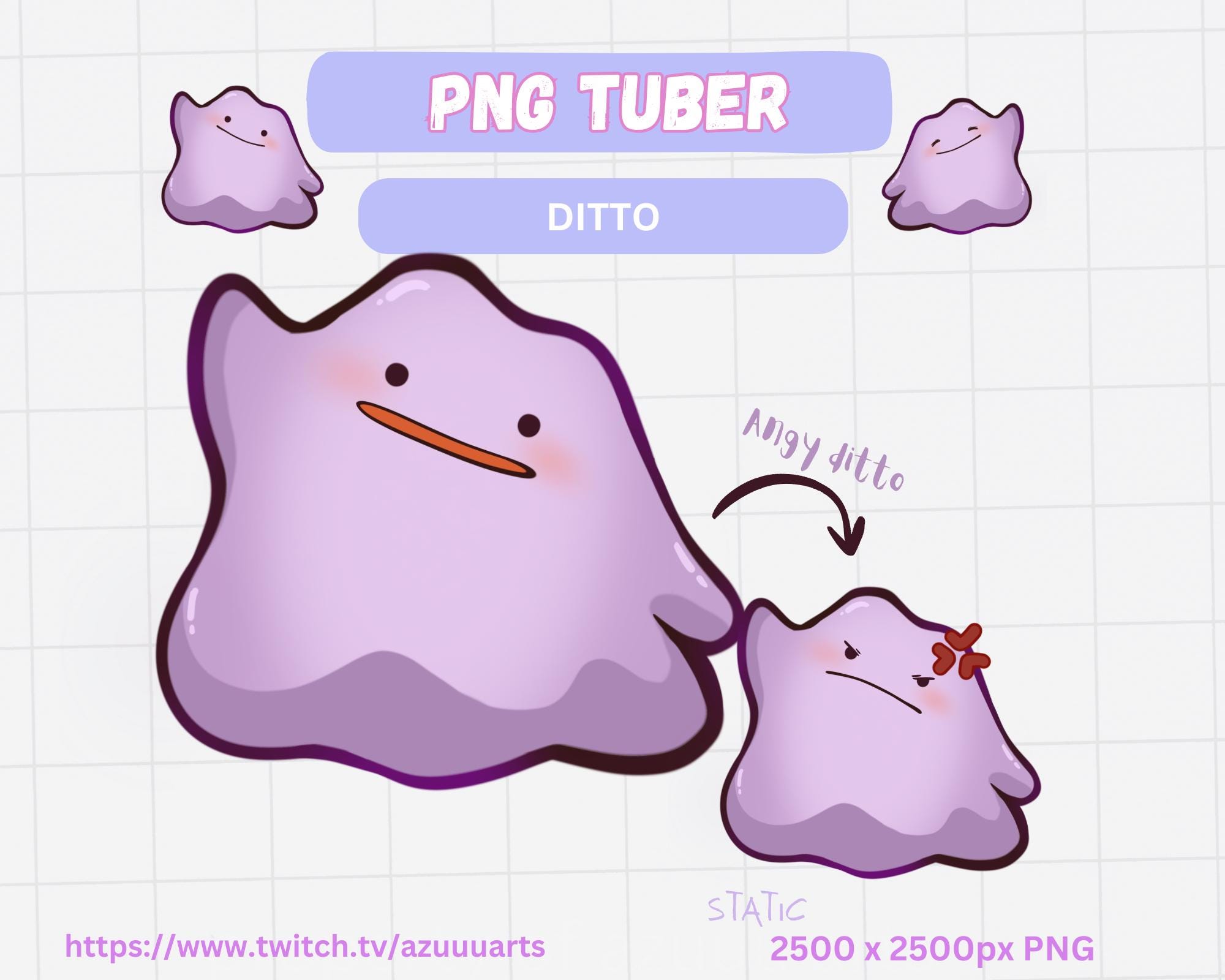 Ditto Pngtuber Model: Pokopia |cute Giftuber | Twitch Streamer |slime ...