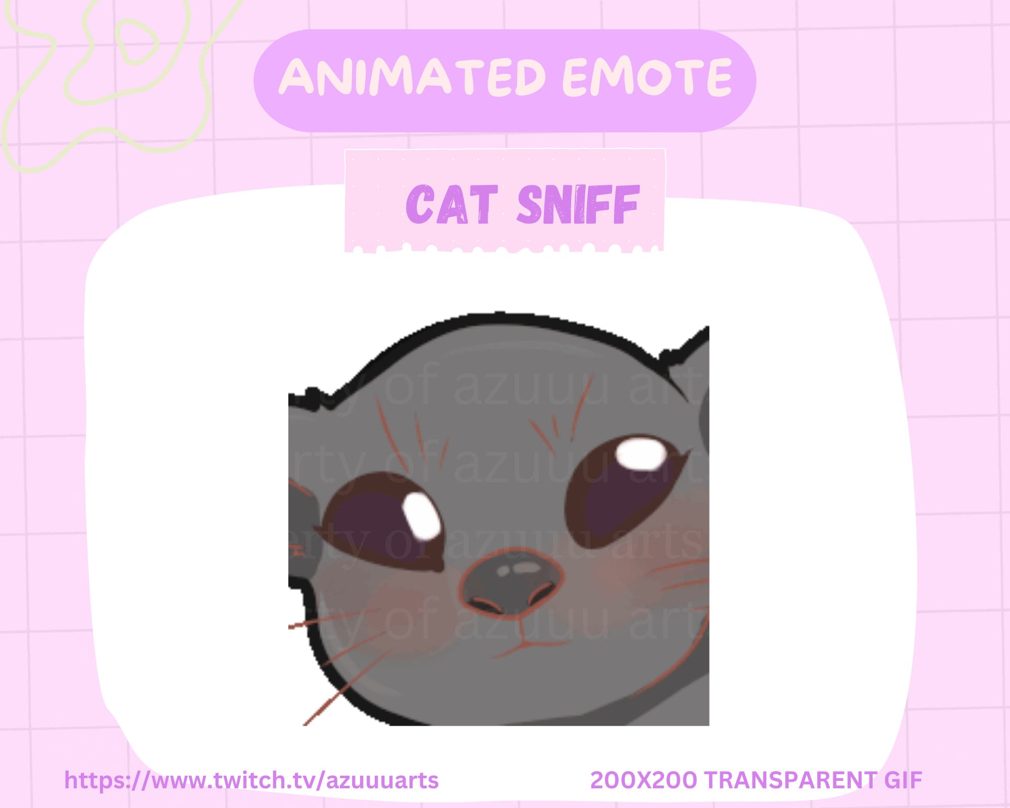 Animated Black Cat Sniff Emote for Twitch or Discord, Cat Sniffemote ...