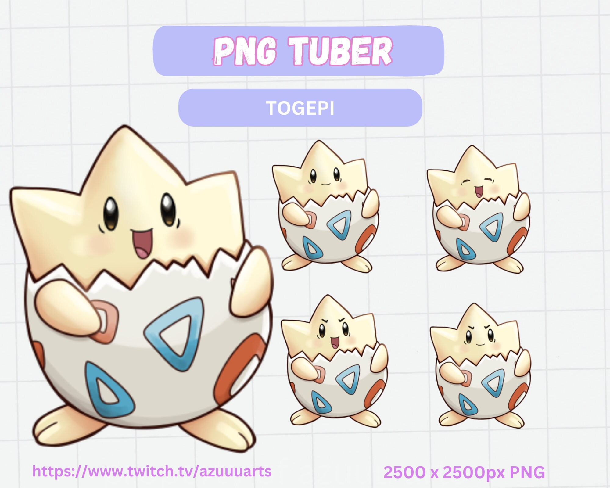 Togepi Pngtuber Cute Vtuber Model Chibi Mimikyu Twitch - Etsy