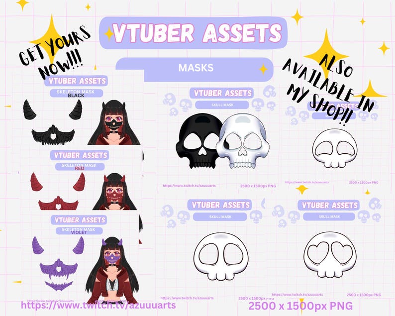 Skull Mask Vtuber Asset: Halloween Pngtuber Prop (PNG) - Etsy