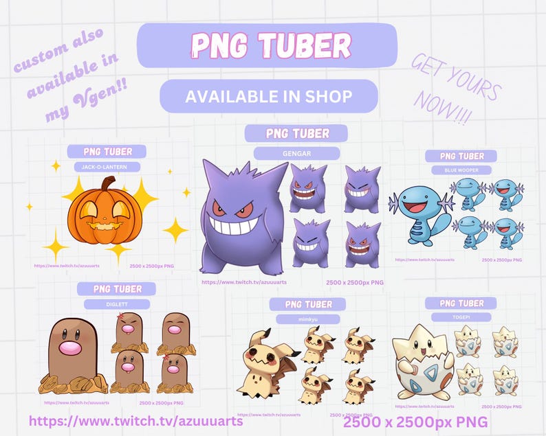 Jiggly Puff Pngtuber | Cute Vtuber Model | Chibi | Mimikyu Pokemon ...