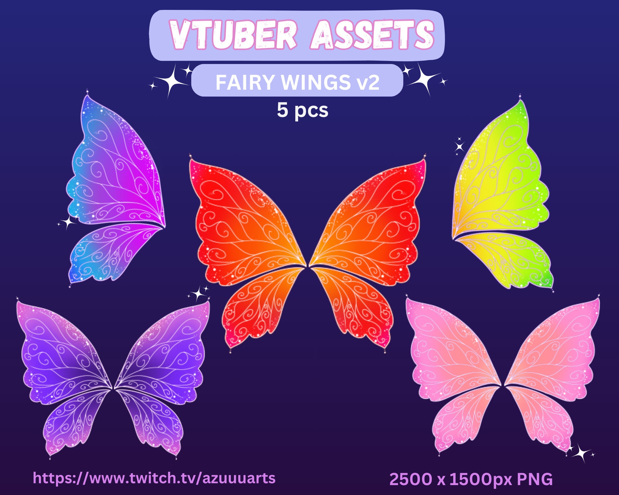 VTUBER Cute Fairy Wings, Fantasy, Cozy 5 Wings Set | Butterfly Wings ...