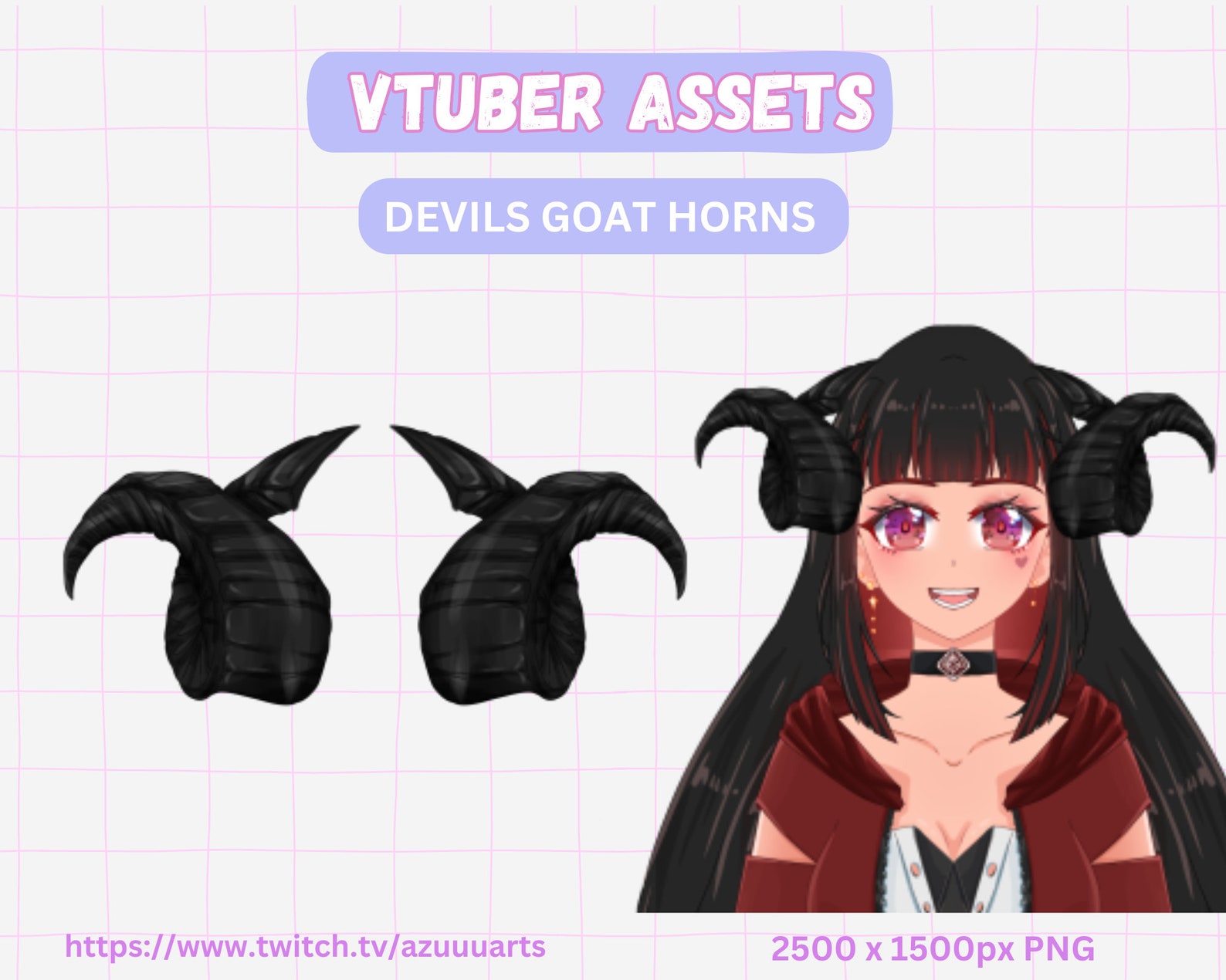 Ram Devil Horns PNG Asset | Halloween Vtuber & Pngtuber Accessory ...