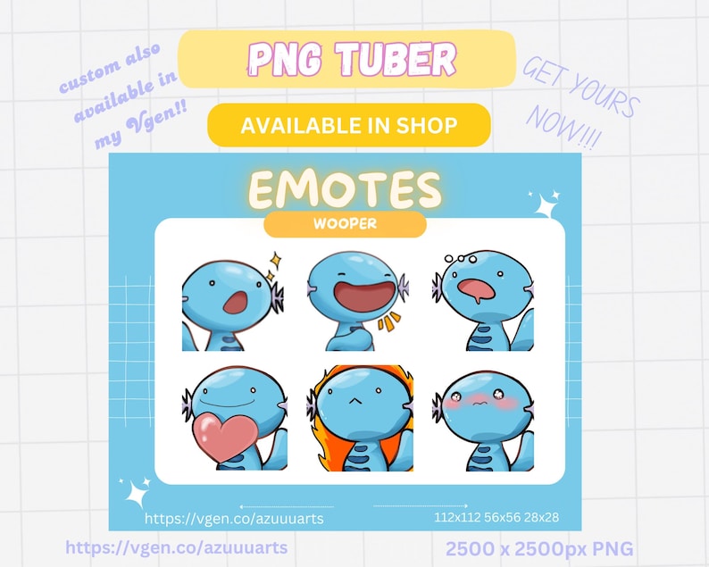 Blue Wooper Pngtuber | Cute Vtuber Model | Chibi | Wooper Pokemon ...
