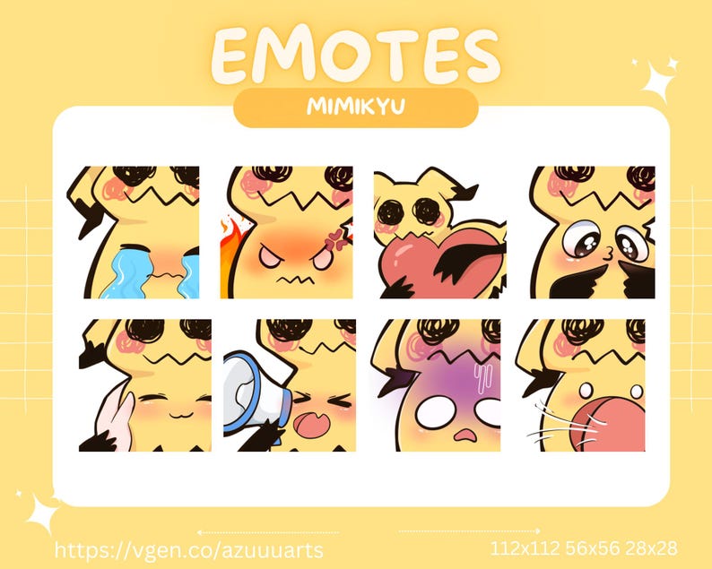 Mimikyu Emotes Pack | Cute Pokemon Twitch Emotes | Kawaii Ghost Emotes ...