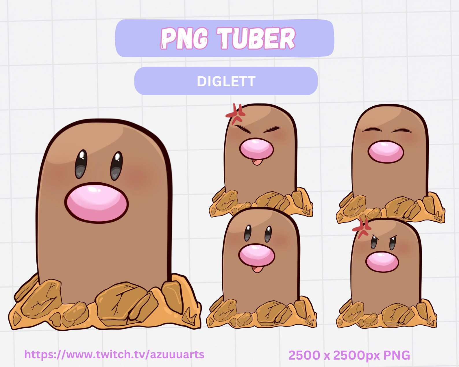 Diglett Inspired Pngtuber Cute Mole Creature Pngtuber | Funny Brown PNG ...