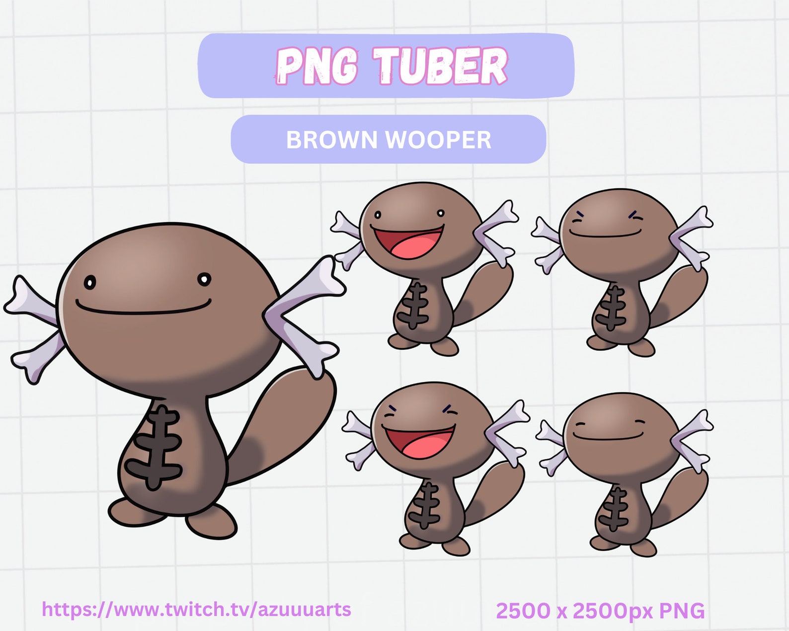 Brown Mud Wooper Chibi Pngtuber Model: Twitch & Youtube (ready to Use ...