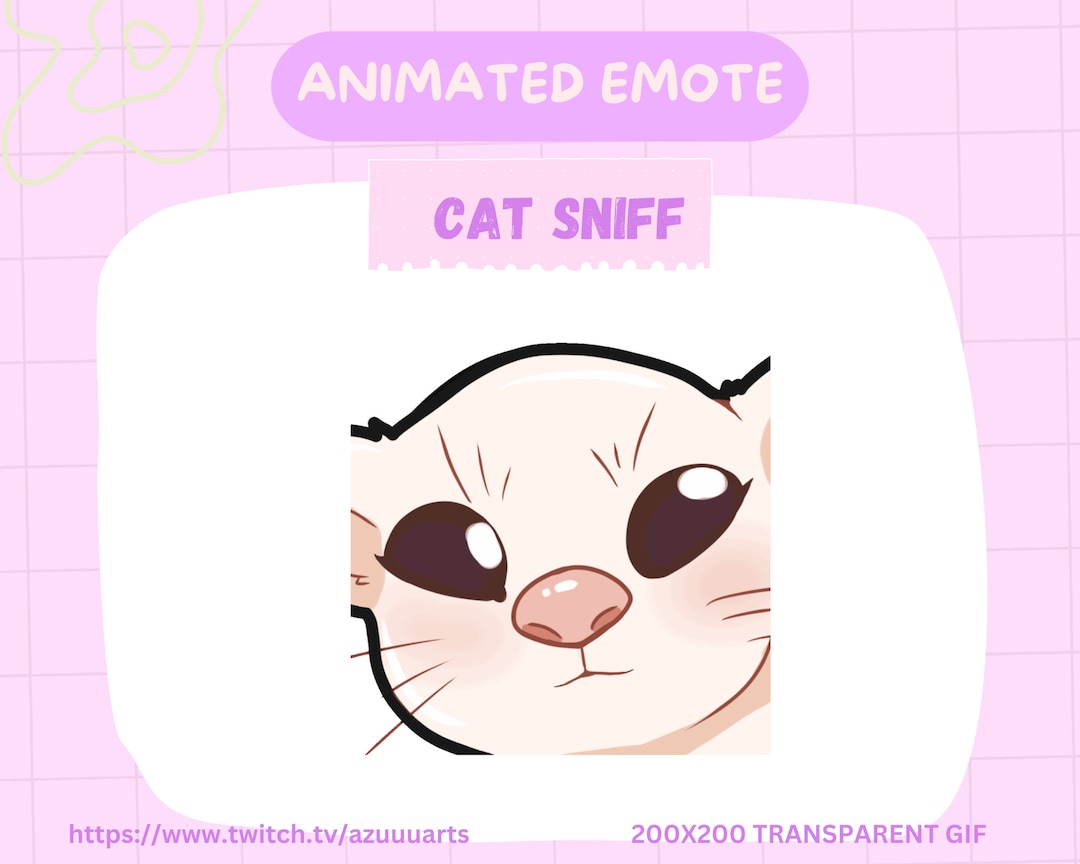 Animated White Cat Sniff Emote for Twitch or Discord, Cat Sniffemote ...