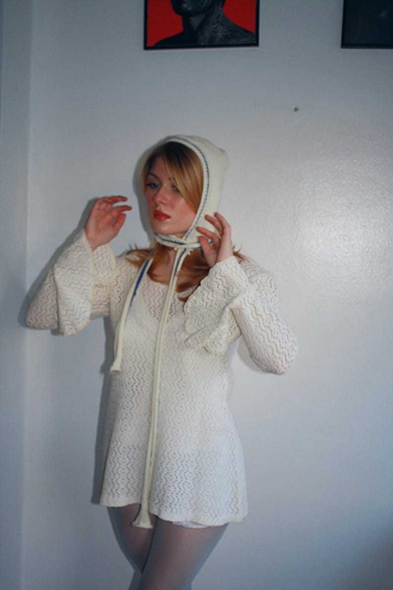 Mohair & Wool Bonnet W/ Ribbon Scarf - Etsy