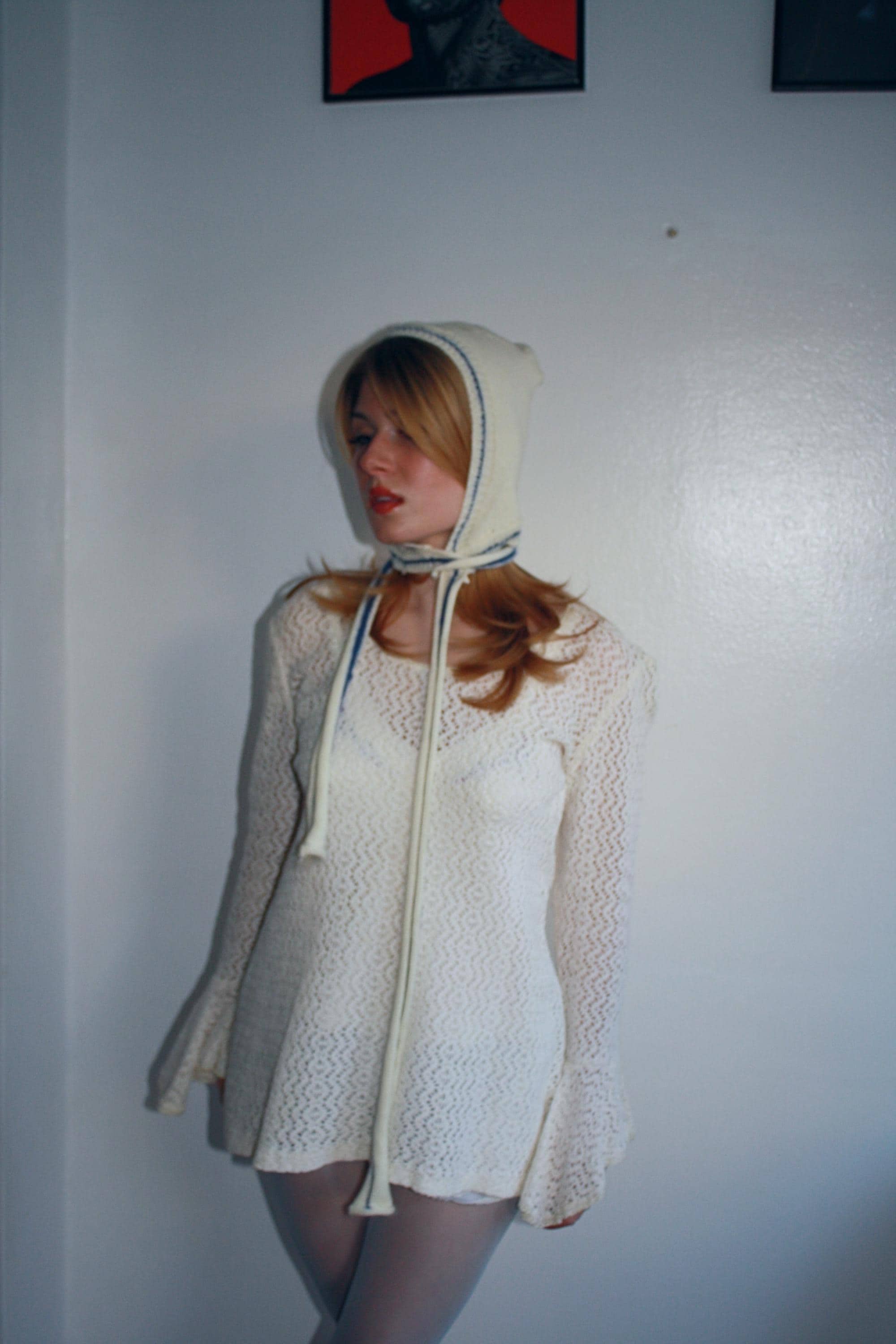 Mohair & Wool Bonnet W/ Ribbon Scarf - Etsy
