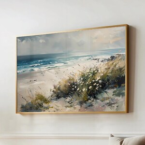 Coastal Wildflowers Printable Poster, Cloudy Muted Landscape, Seascape ...