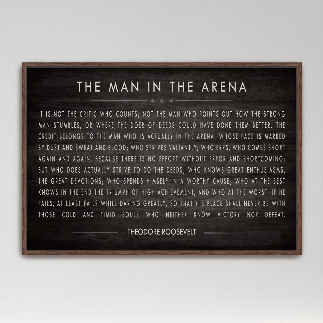 The Man in the Arena Sign, Large Framed Canvas Art, Theodore Roosevelt ...